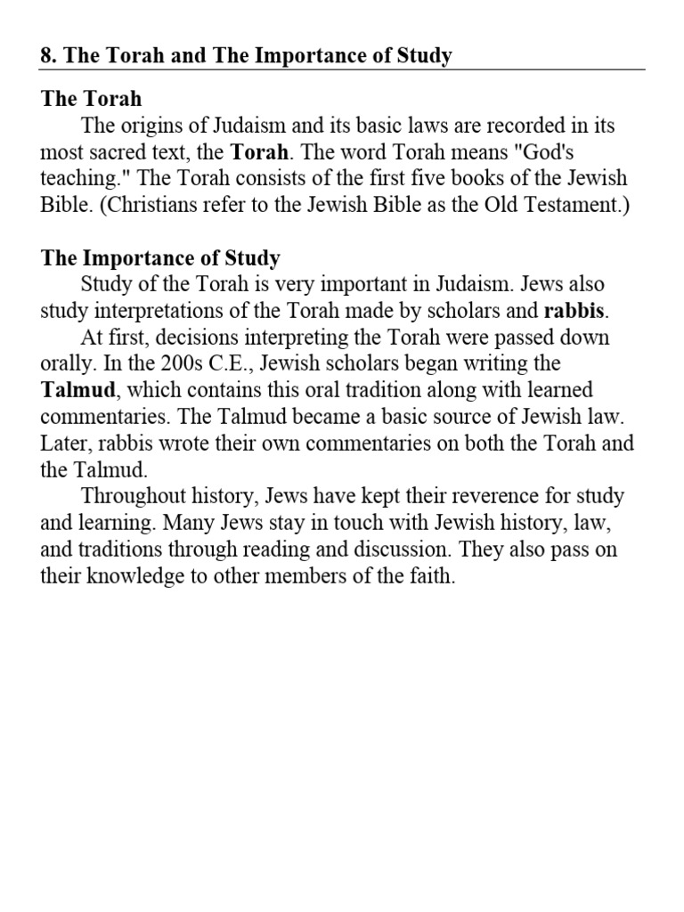 The Torah and The Importance of Study The Torah | PDF | Language Arts ...