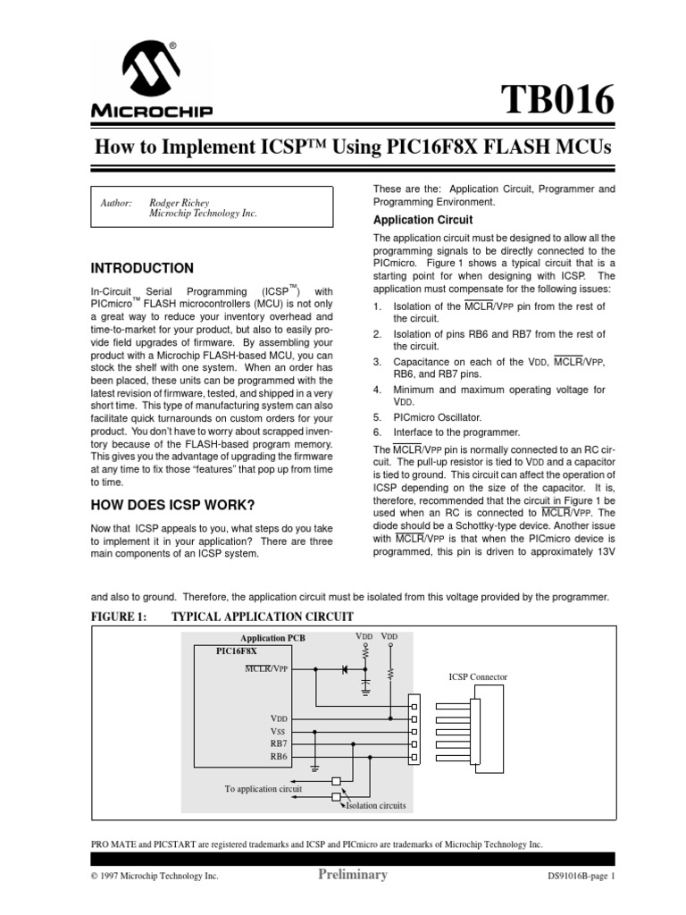 How To Implement Icsp™ Using Pic16F8X Flash Mcus: Author: Rodger Richey Microchip Technology Inc ...