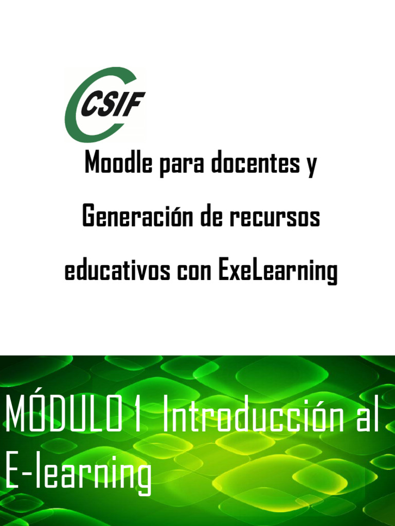MODULO1 IntroduccionAlE Learning | PDF | Moodle | Educación a distancia