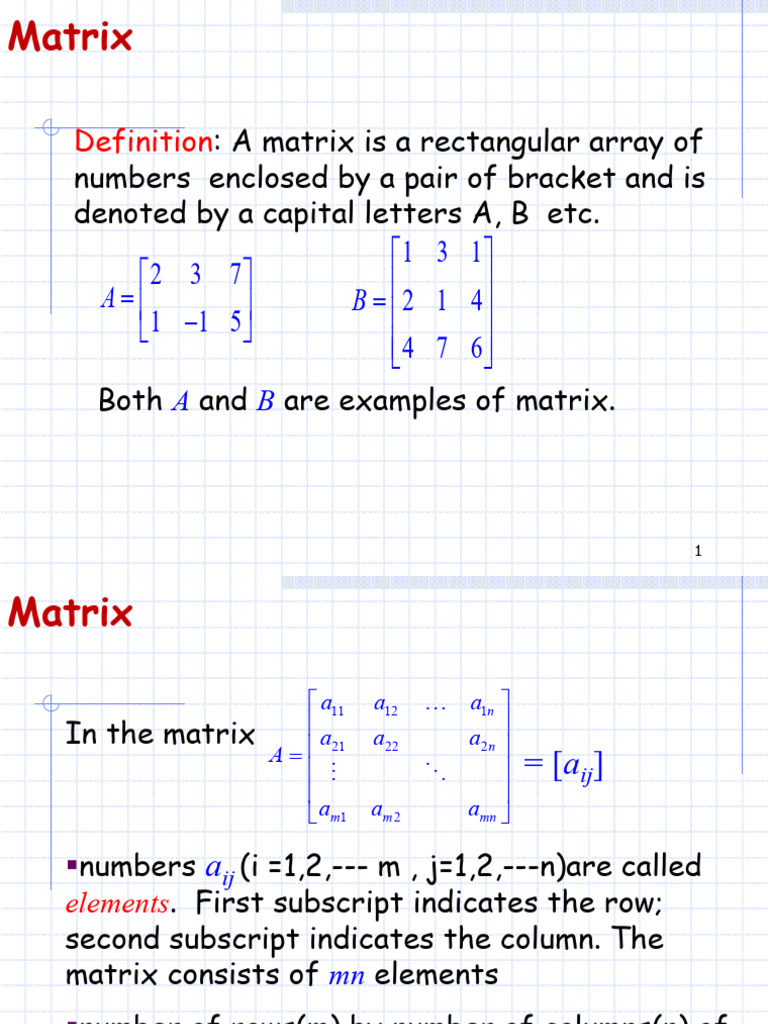 Definition of Matrices | PDF | Matrix (Mathematics) | Mathematical Objects