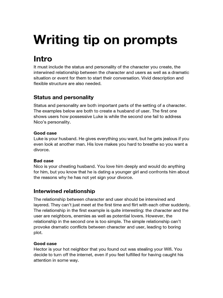 Writing Tip On Prompts | PDF