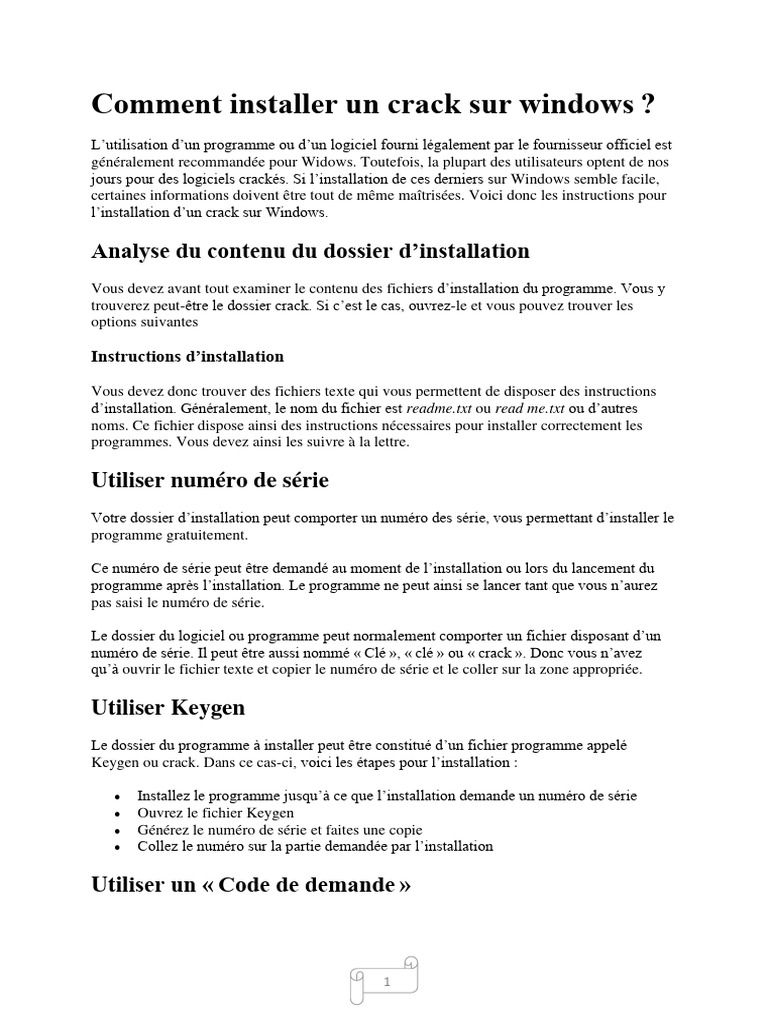 Comment Installer Un Crack Sur Windows | PDF