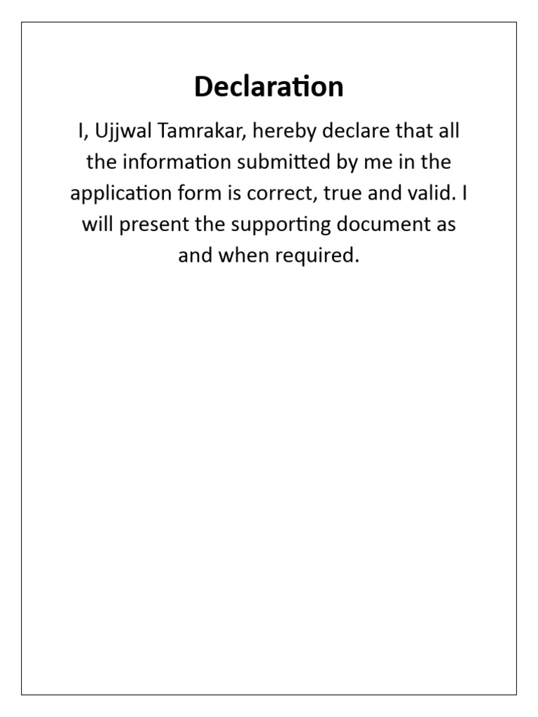 Declaration Ujjwal | PDF