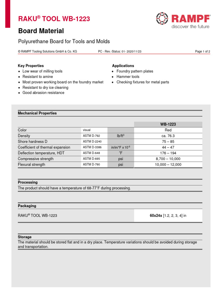 WB 1223 US Board Material Product Datasheet | PDF | Polyurethane | Physical Sciences