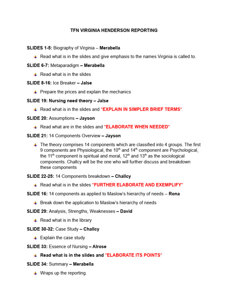 14 Components Nursing Need Theory | PDF | Nursing | Motivation