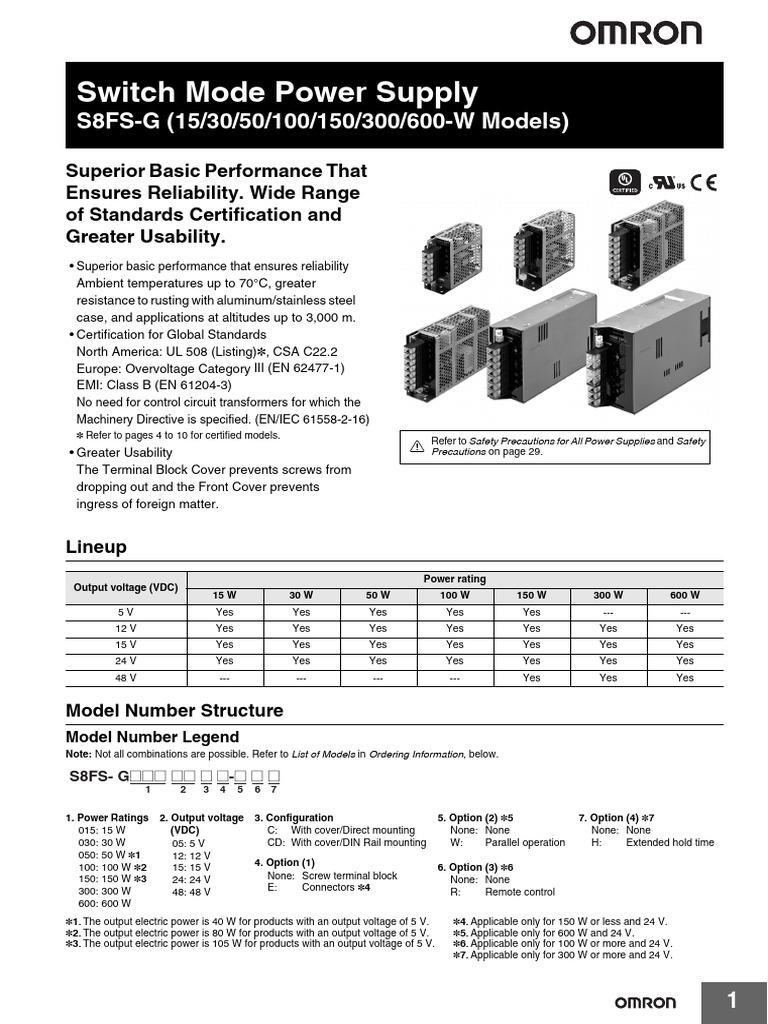 t207 s8fs-g Switch Mode Power Supply Datasheet en | PDF | Alternating Current | Power Supply