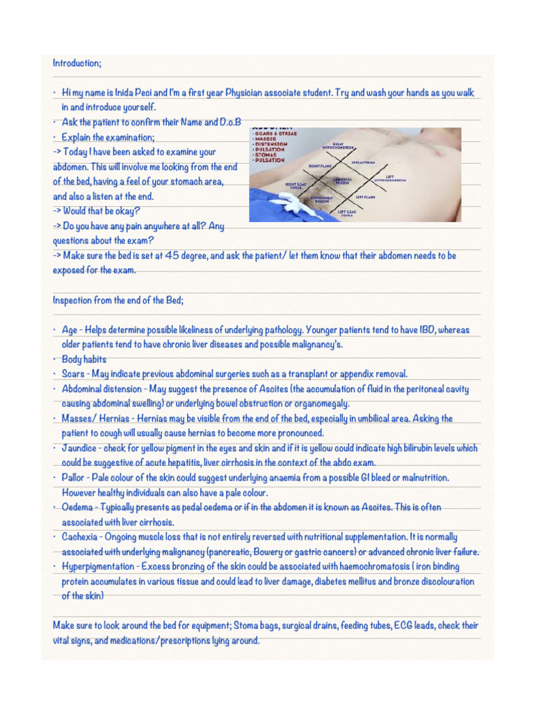 Abdominal Exam For PA OSCE | PDF | Abdomen | Liver