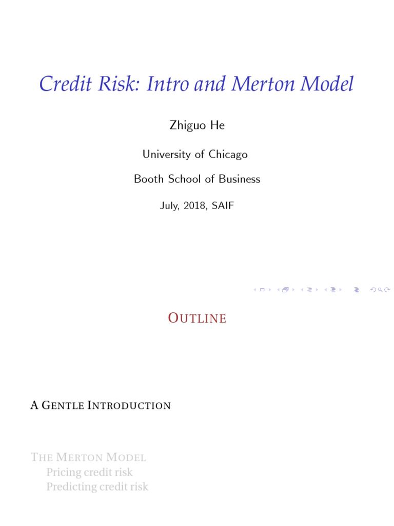 CreditRisk Intro&Merton | PDF | Debt | Capital Structure