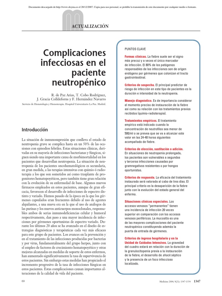 03.017 Complicaciones Infecciosas en El Paciente Neutropénico | PDF ...