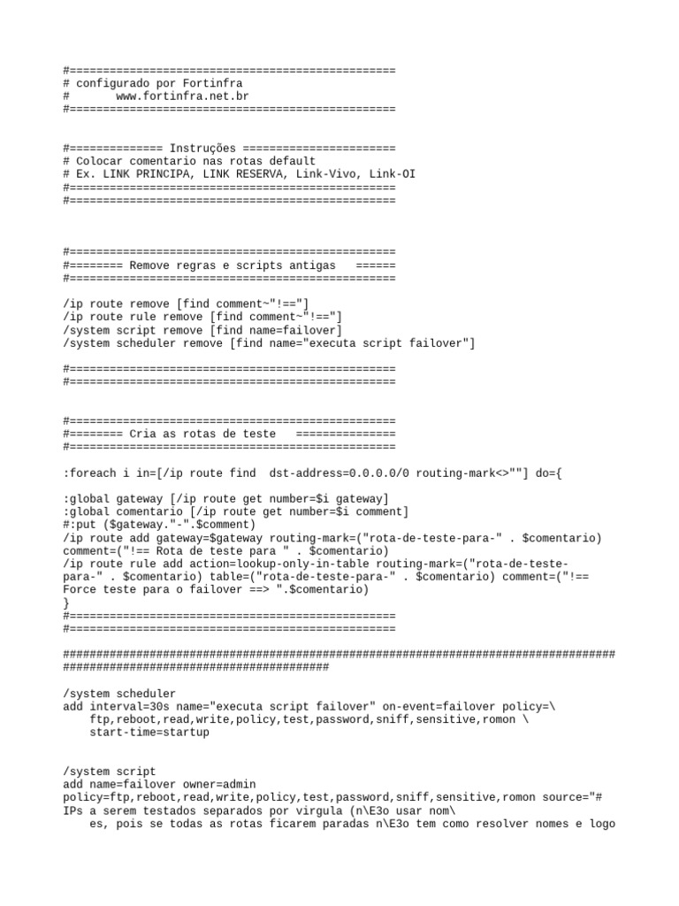 Script Failover - Routeros V6 | PDF | Computer Engineering | Internet Architecture