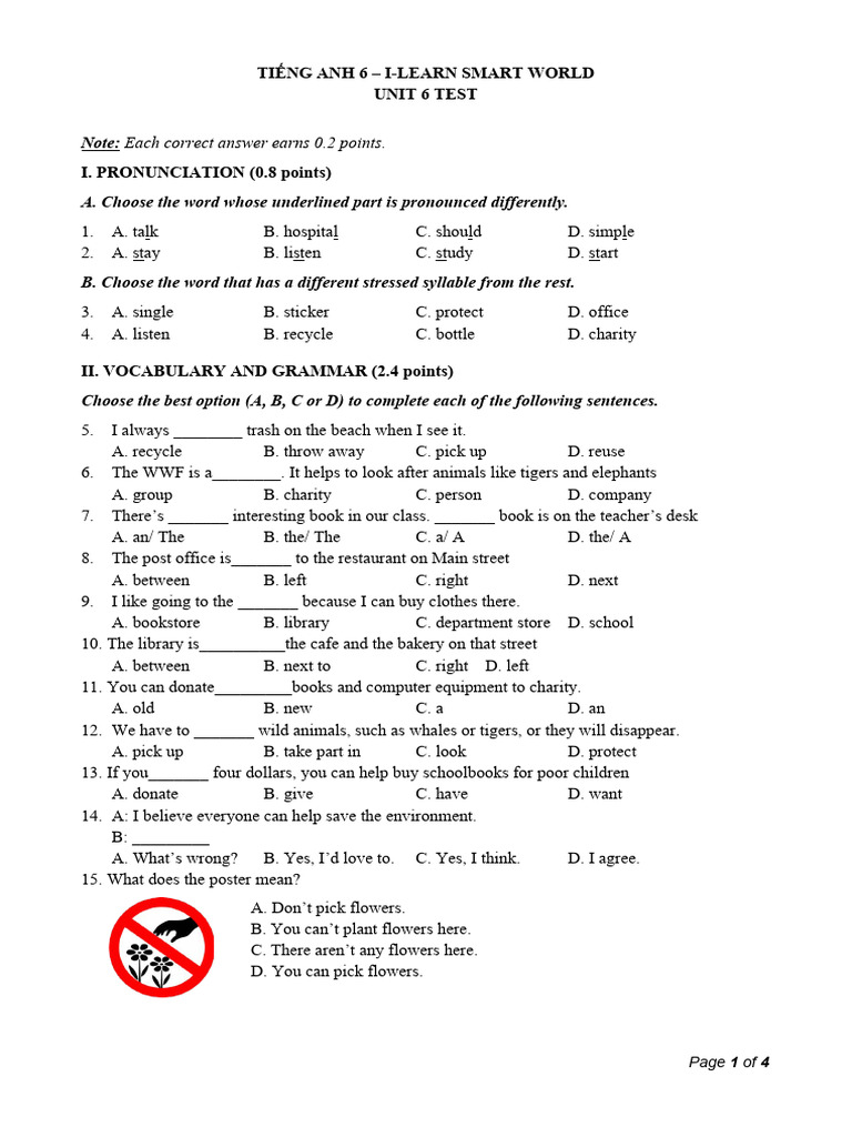 Unit 6 Test | Download Free PDF | World Wide Fund For Nature
