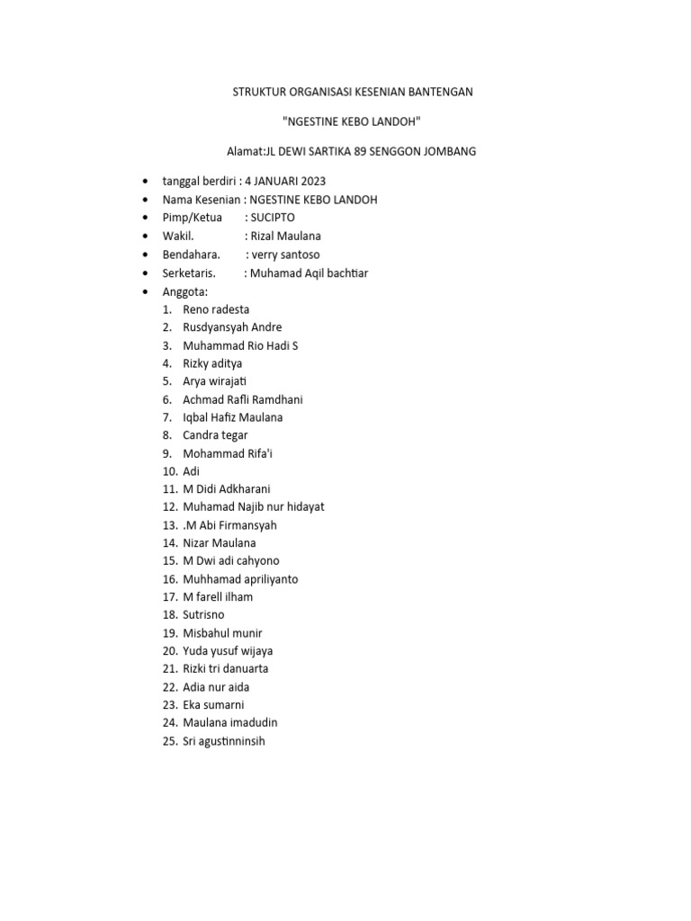 Struktur Kesenian Bantengan Jombang | PDF