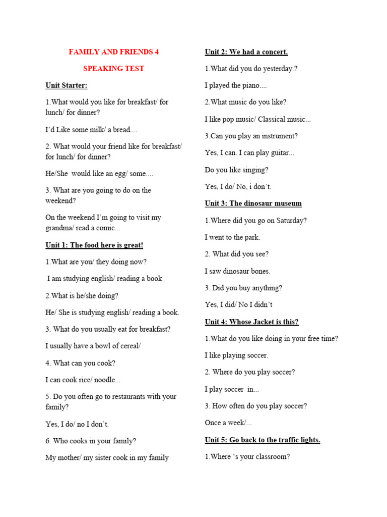 Fa4 Midterm - Speaking | PDF | Lunch | Food And Drink