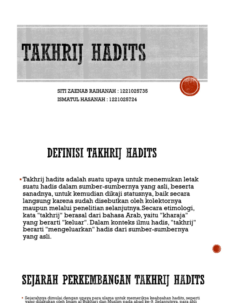 Takhrij Hadits | PDF | Agama & Spiritualitas