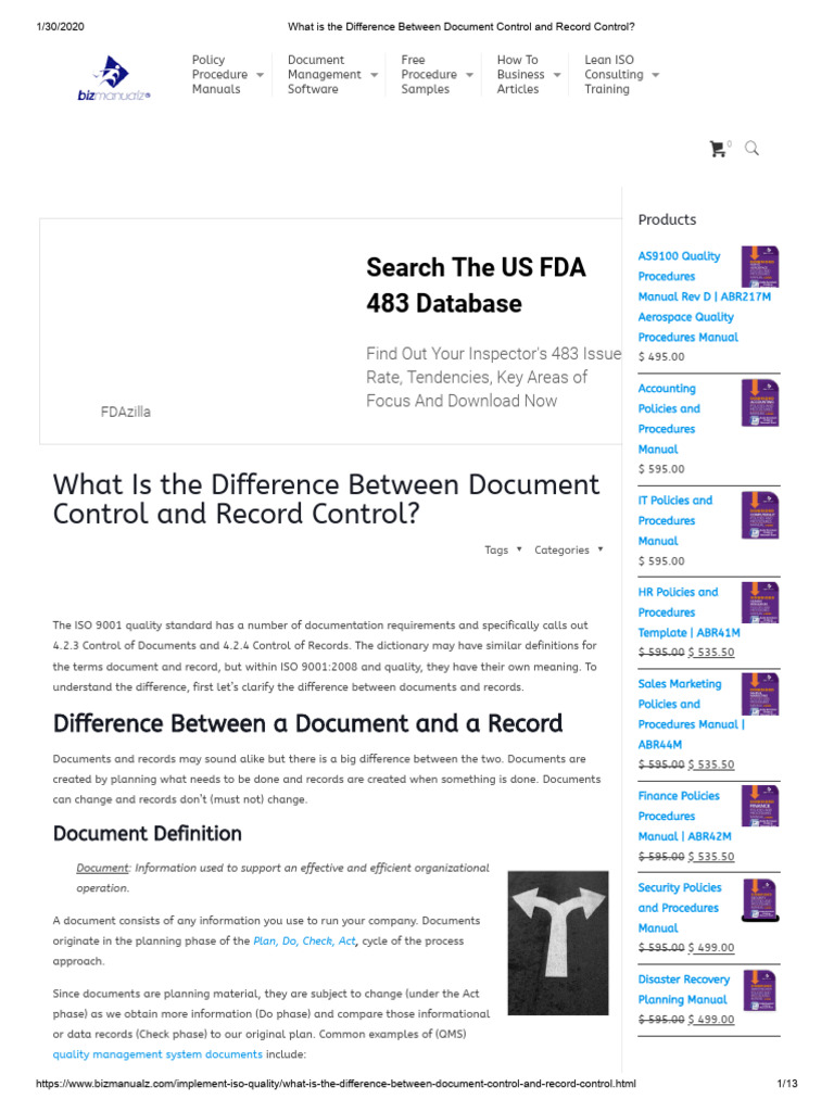 Document vs. Record: Key Differences | PDF | Iso 9000 | Quality ...