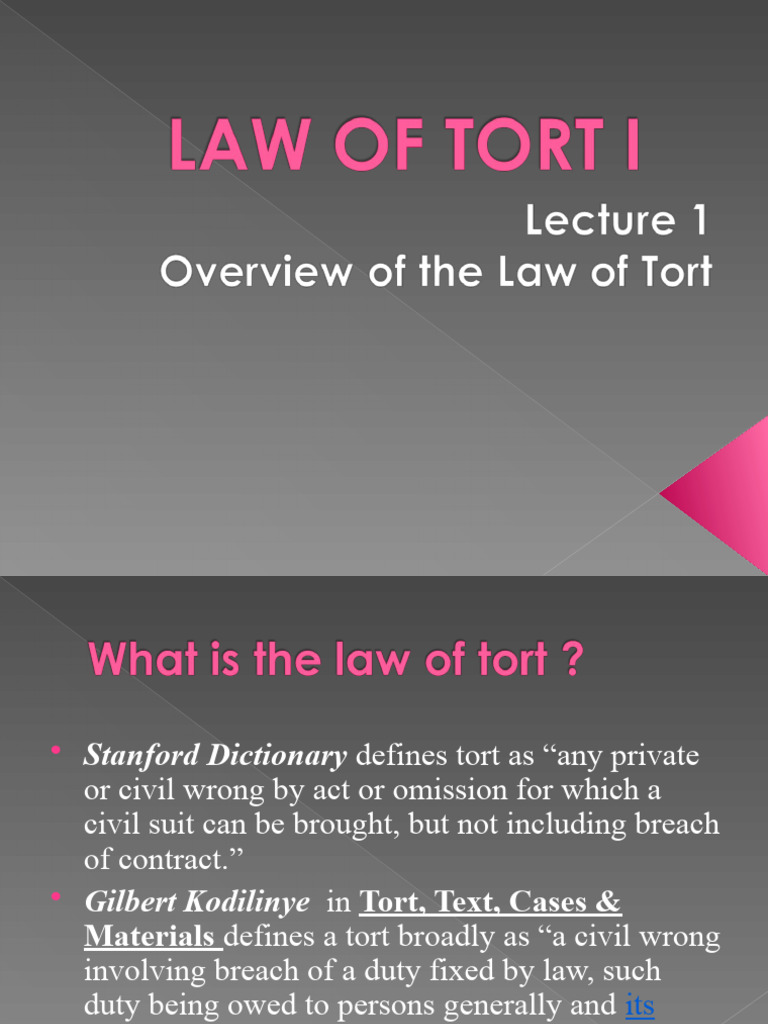 Lect. 1.3 Tort Introduction (Nature) | PDF | Tort | Damages