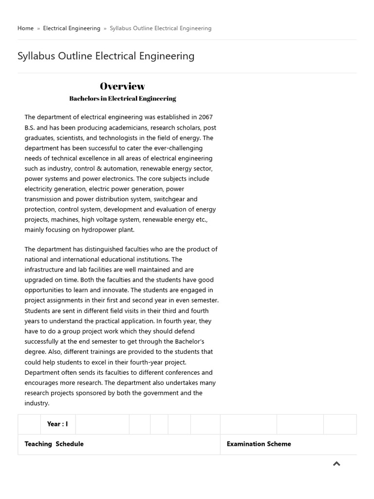 Electrical Engineering Course Catalogue | PDF | Electrical Engineering ...