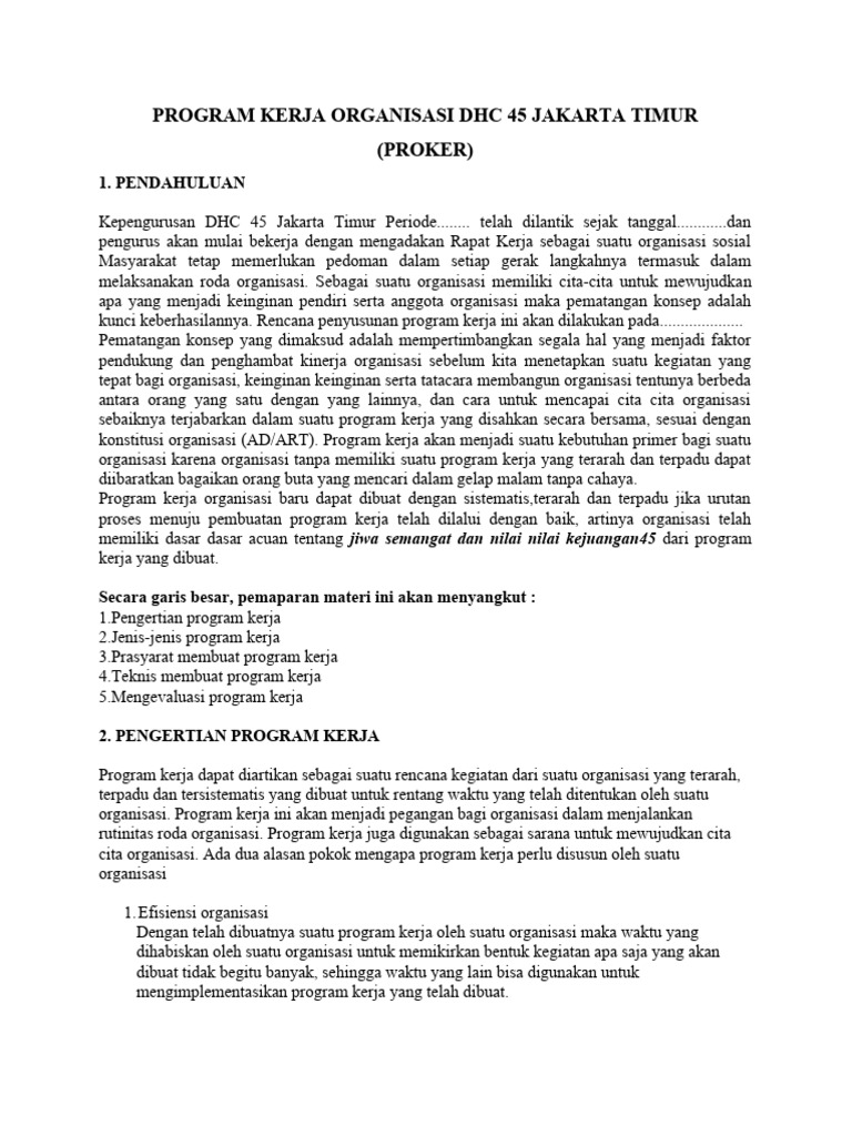 Program Kerja Organisasi | PDF