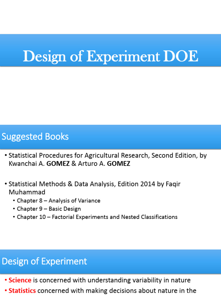 Design of Experiment DOE | PDF | Experiment | Statistics