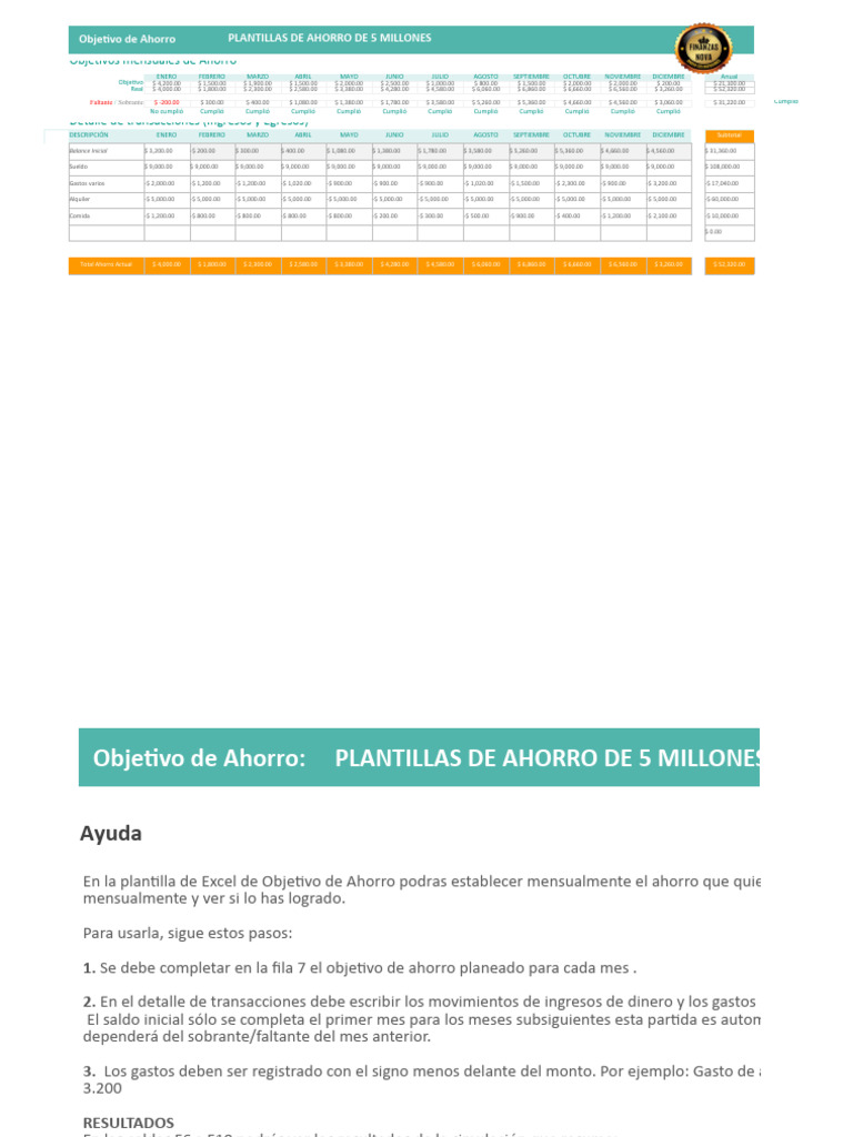 Plantillas de Ahorro de 5 Millones | PDF | Economias