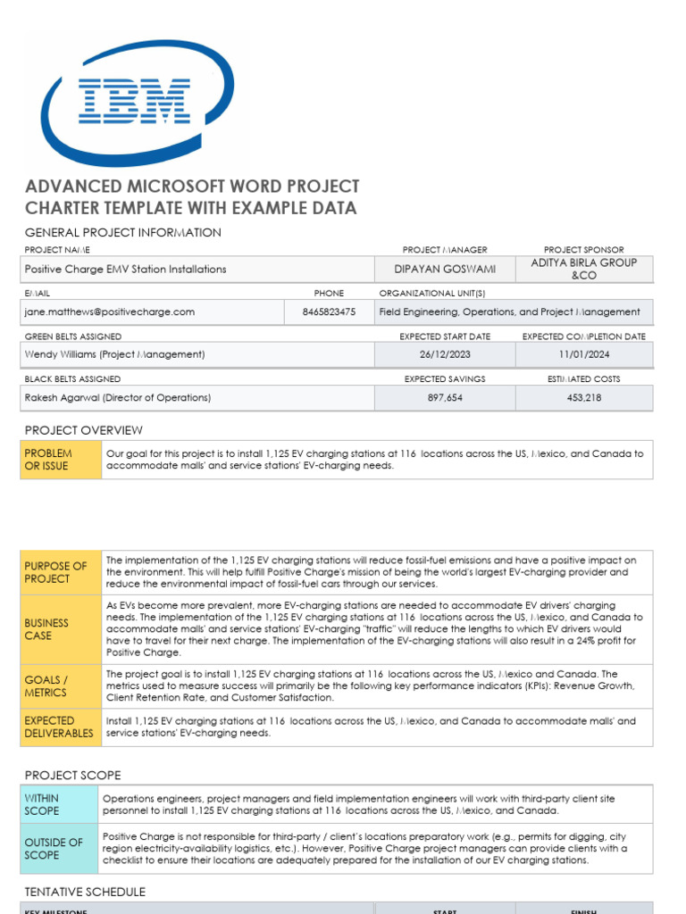 IC Advanced Microsoft Word Project Charter With Example Data 11770 ...