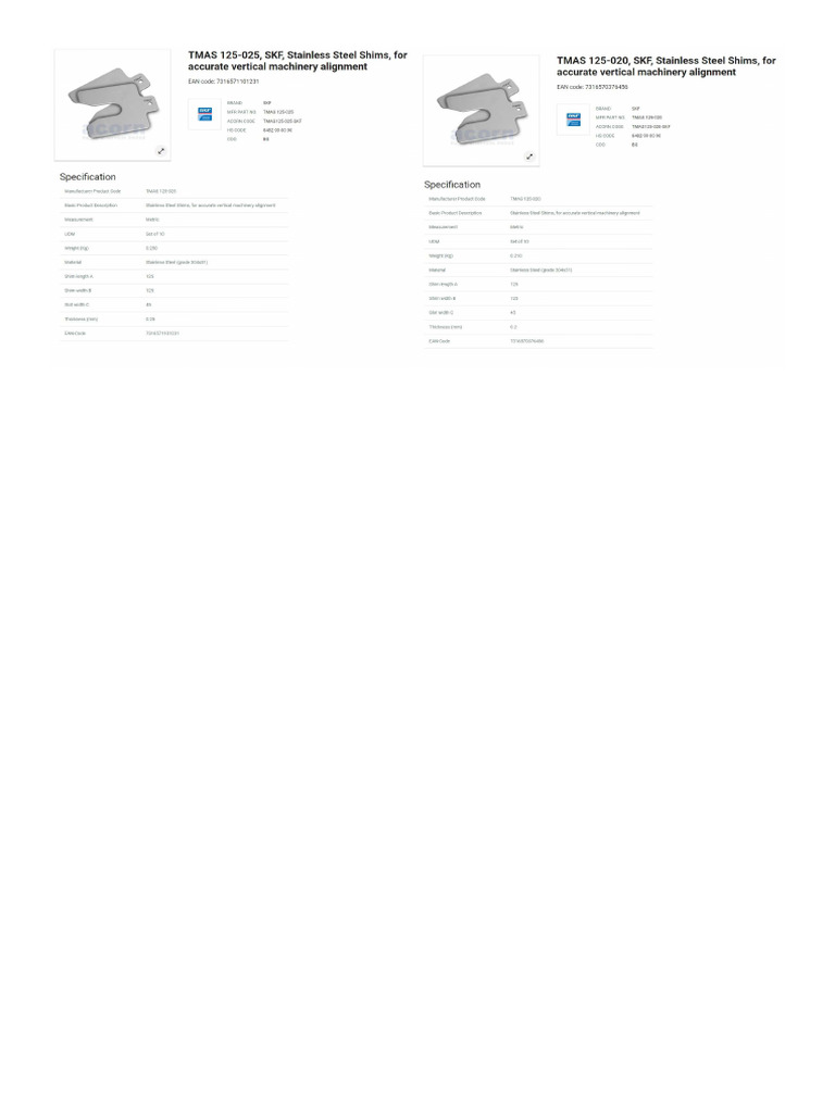 Ficha Tecnica TMAS 125025 y TMAS 125-020 | PDF