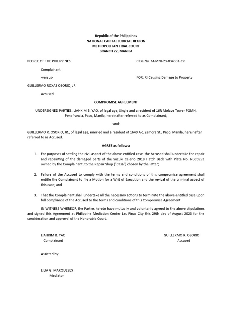 Compromise Agreement | PDF