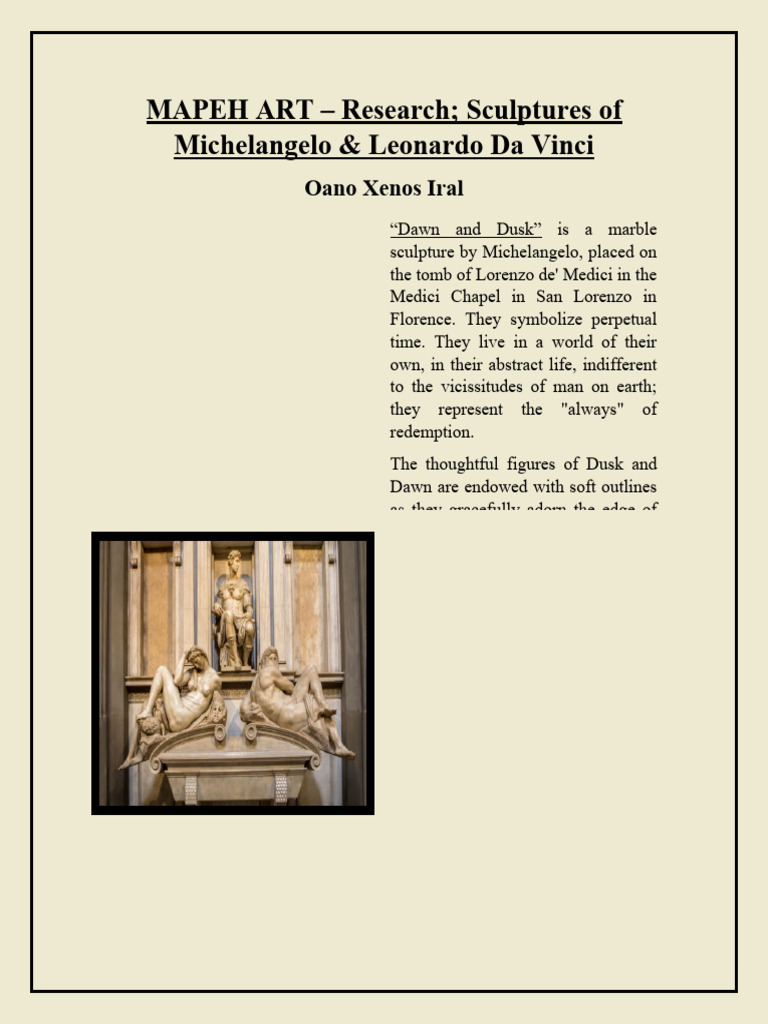 Mapeh Art - Research Michelangelo & Leonardo Da Vinci | PDF