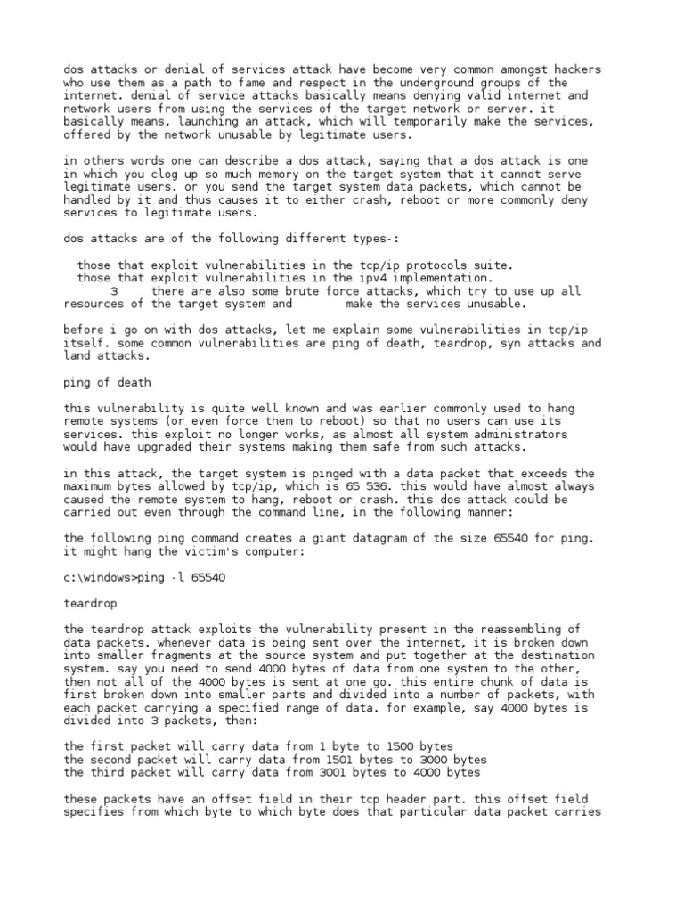 Denial of Service Attack | PDF | Denial Of Service Attack ...