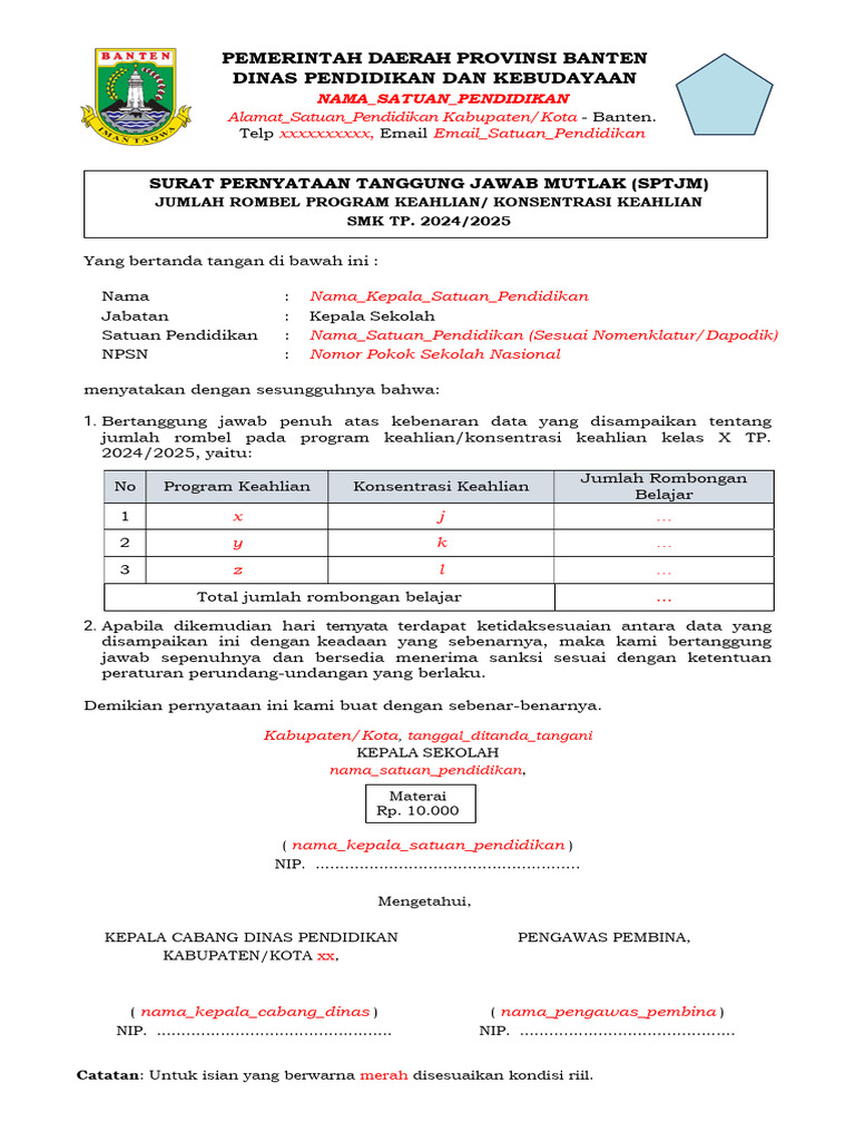 Contoh - SPTJM PPDB 24-25 | PDF