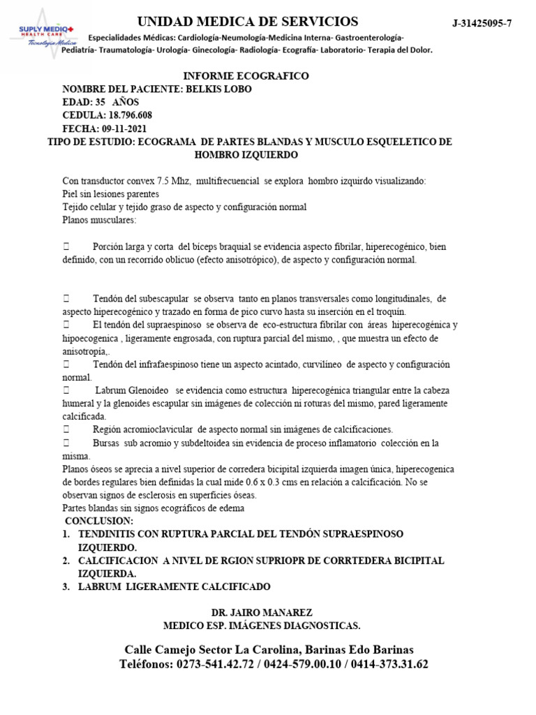Ecograma Musculo Esqueletico de Hombro Normal. | PDF | Hombro ...