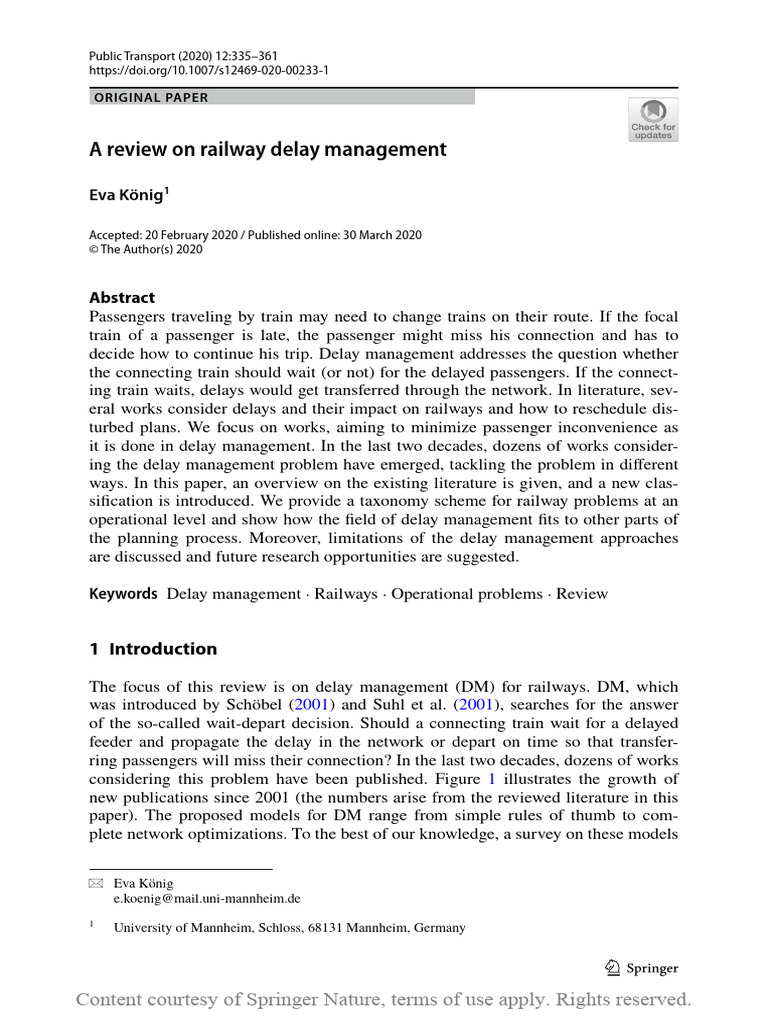 A Review On Railway Delay Management Pdf Computational Complexity Theory Theoretical