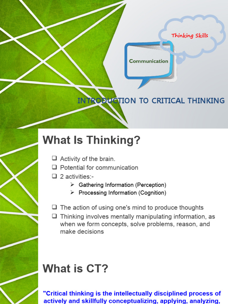 Introduction To Critical Thinking - Updated Oct 2019 | PDF | Critical ...