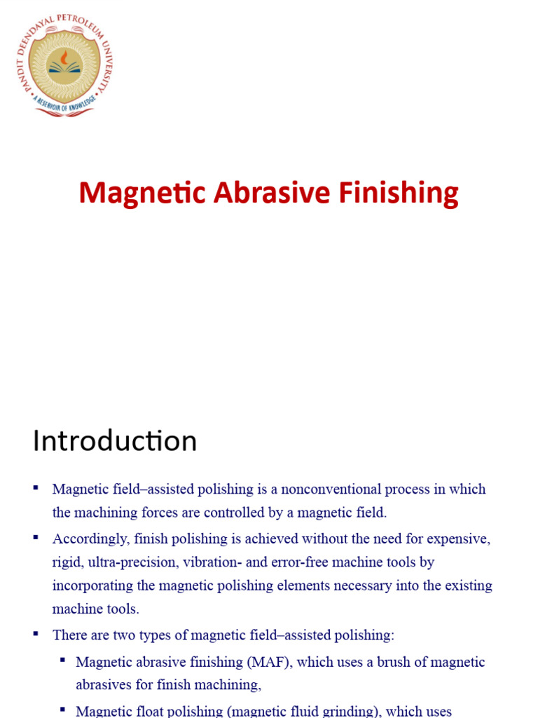 Magnetic Abrasive Finishing Overview | PDF | Technology & Engineering