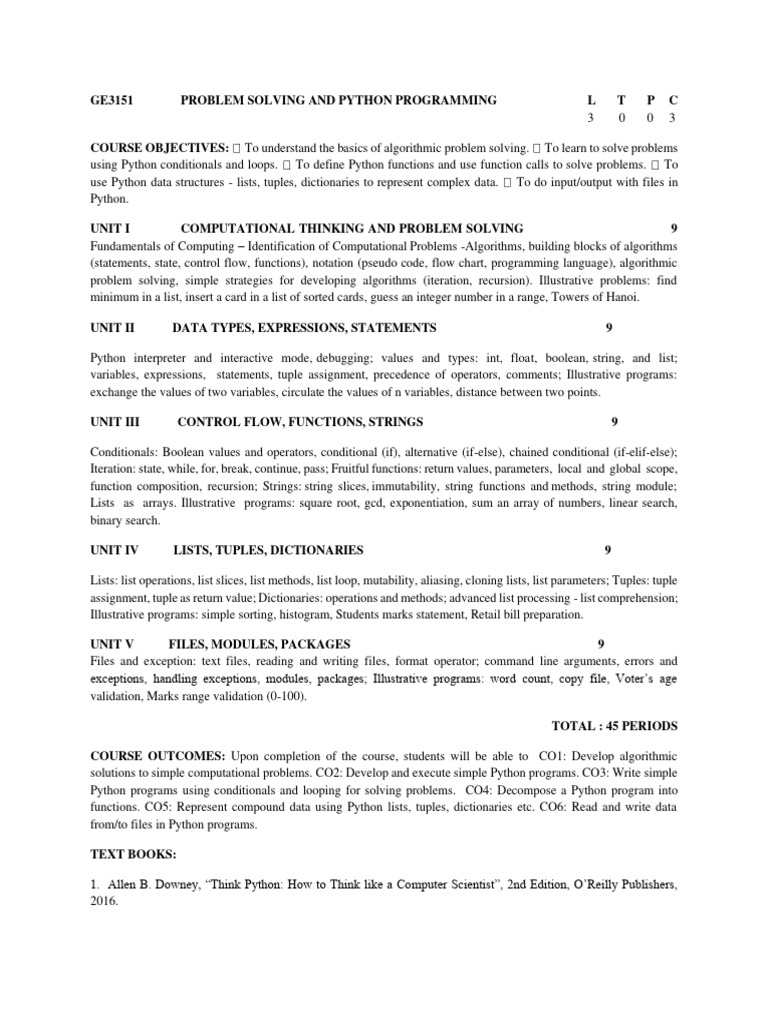 GE3151 | PDF | Algorithms | Personal Digital Assistant