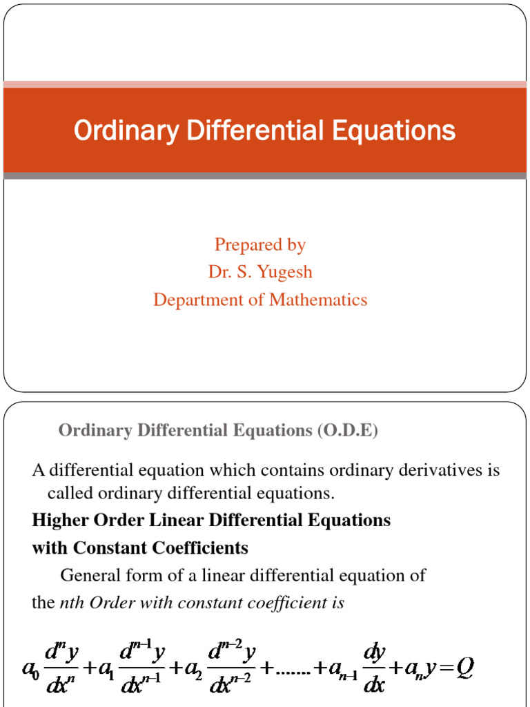 Ordinary Differential Equations | PDF | Ordinary Differential Equation ...