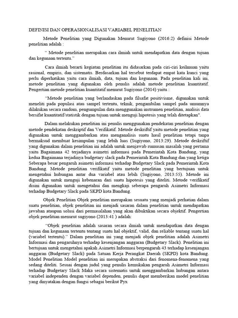 Definisi Dan Operasionalisasi Variabel Penelitian | PDF | Karier ...