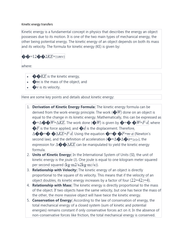 Kinetic Energy Transfers | Download Free PDF | Kinetic Energy | Velocity