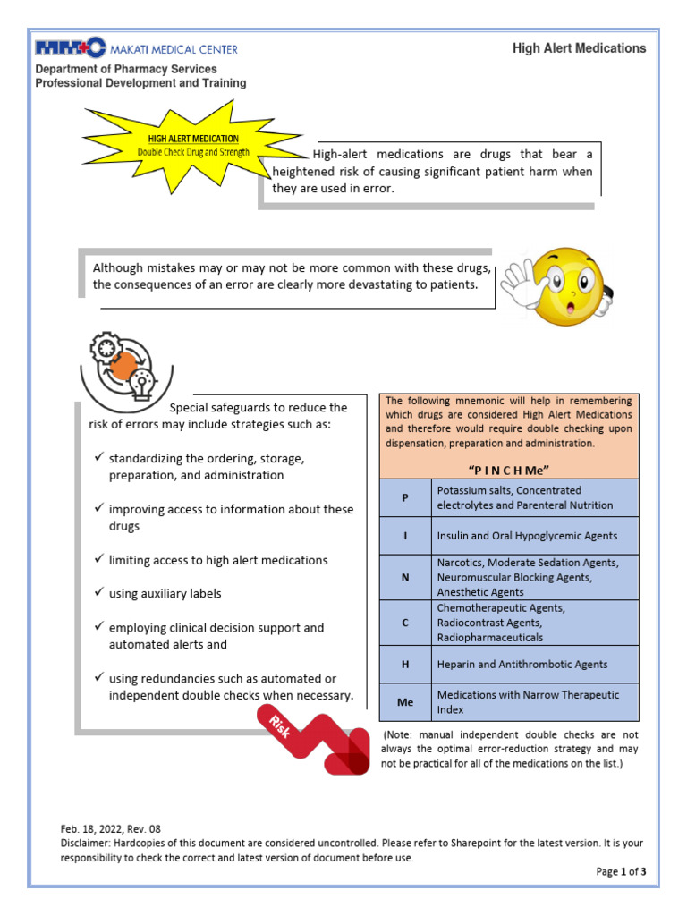 High Alert Medications | PDF | Fentanyl | Pharmacy