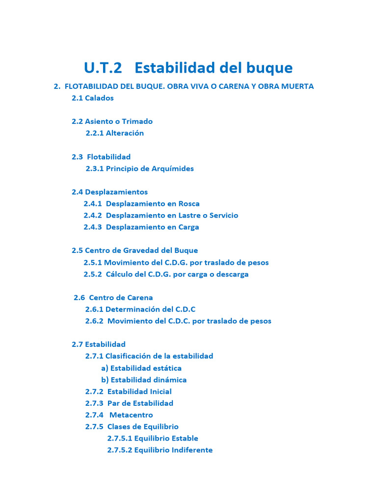 Estabilidad y Flotabilidad del Buque | PDF | Buques | Embarcación