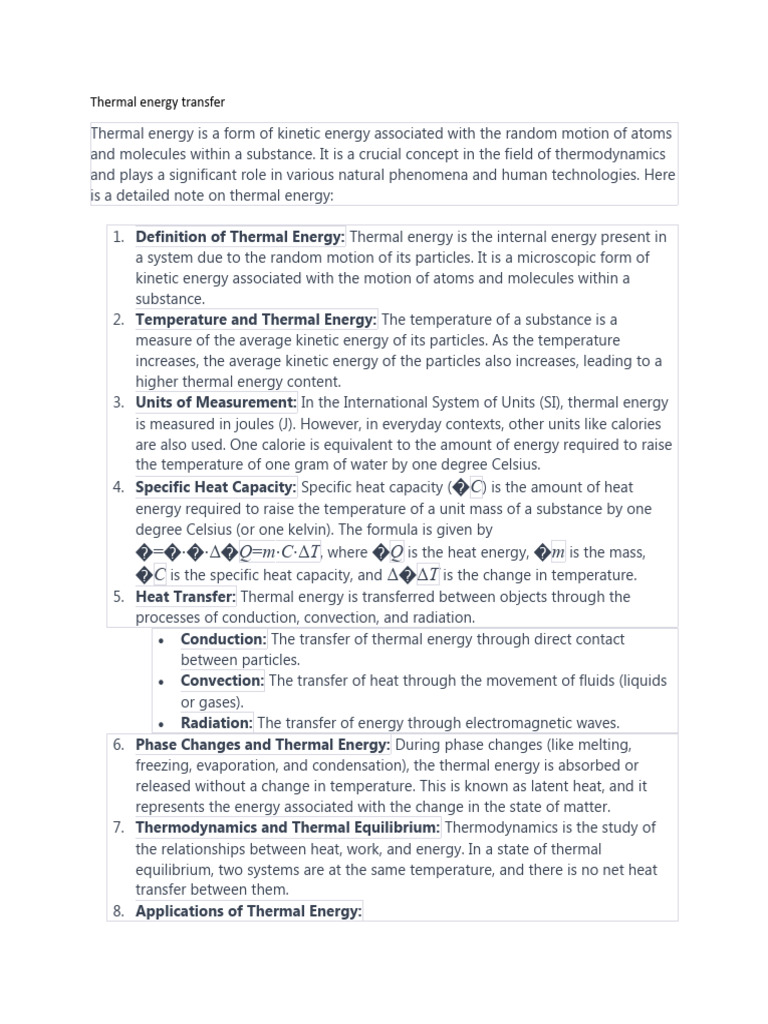 Thermal Energy Transfer | PDF | Heat | Temperature