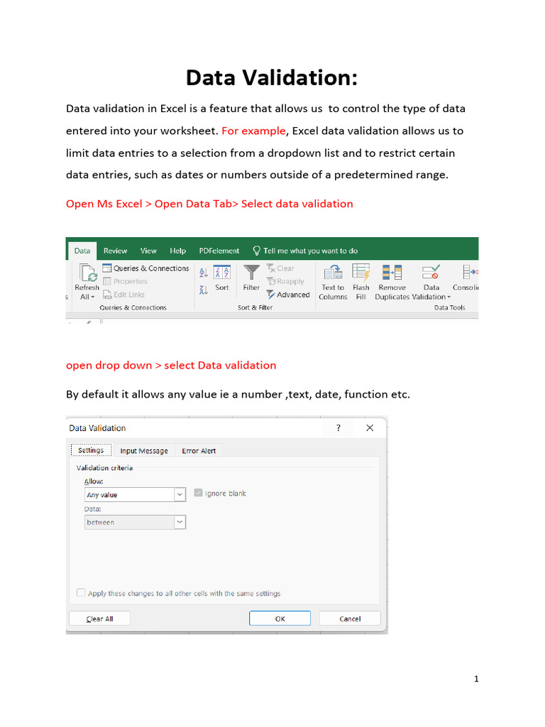 Data Validation | PDF | Microsoft Excel | Software Engineering