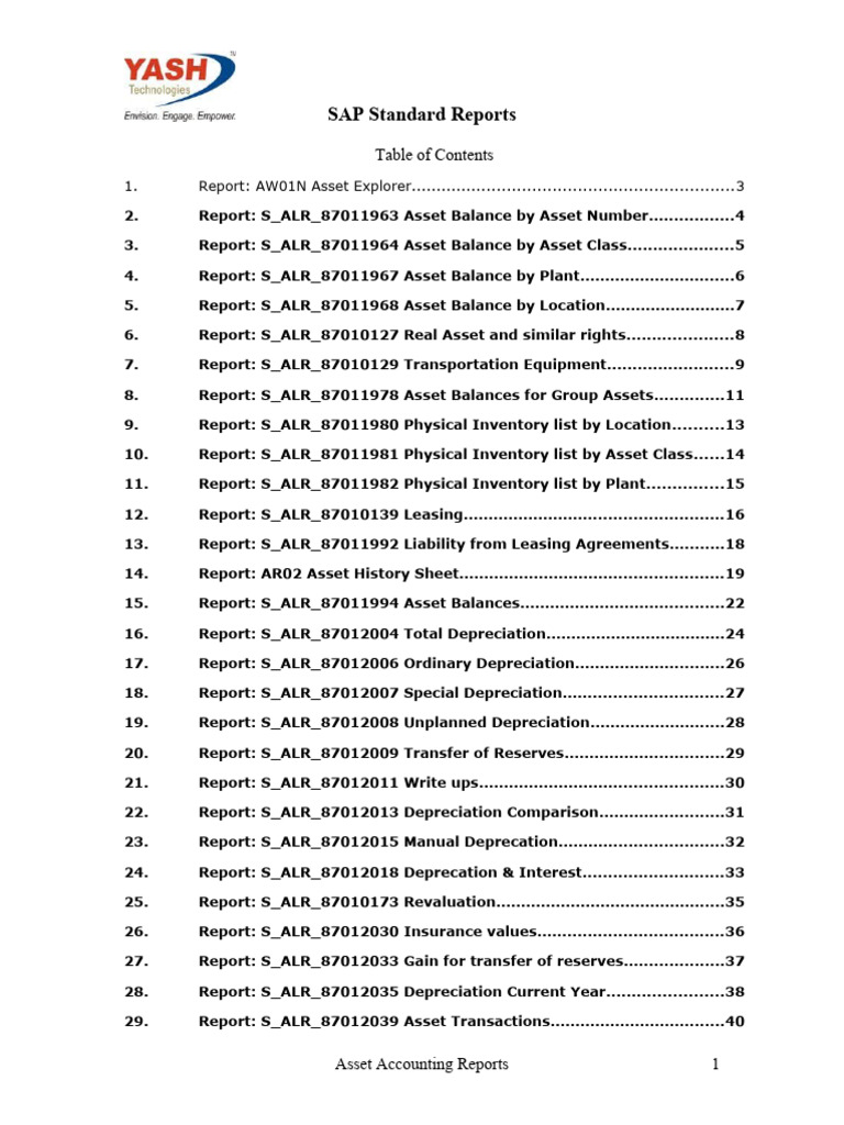 SAP Standard Reports Asset Accounting | PDF | Depreciation | Book Value