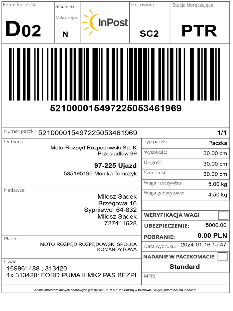 Etykieta Zwrotna | PDF