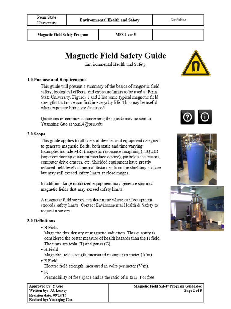 Magnetic Field Safety Guide v5 2017 | PDF | Artificial Cardiac ...