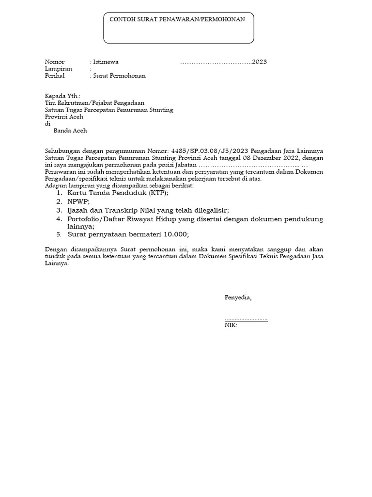 Contoh Surat Permohonan | PDF