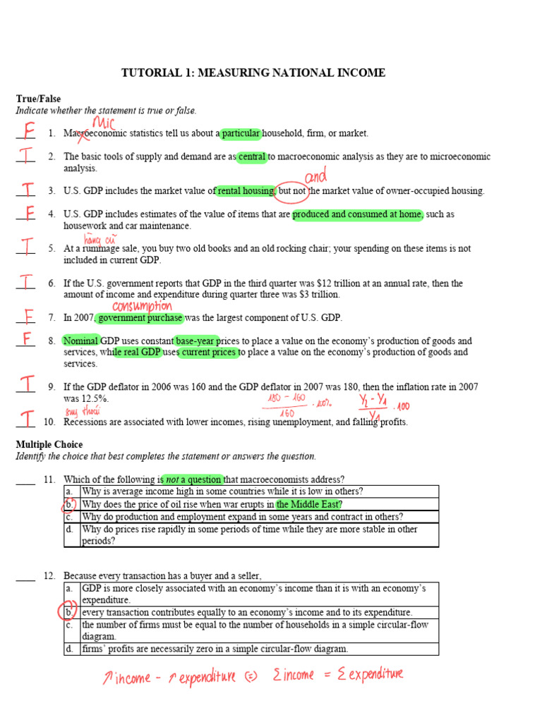 MAC Tutorial Exercises K22 Student Version | PDF | Gross Domestic Product | Macroeconomics