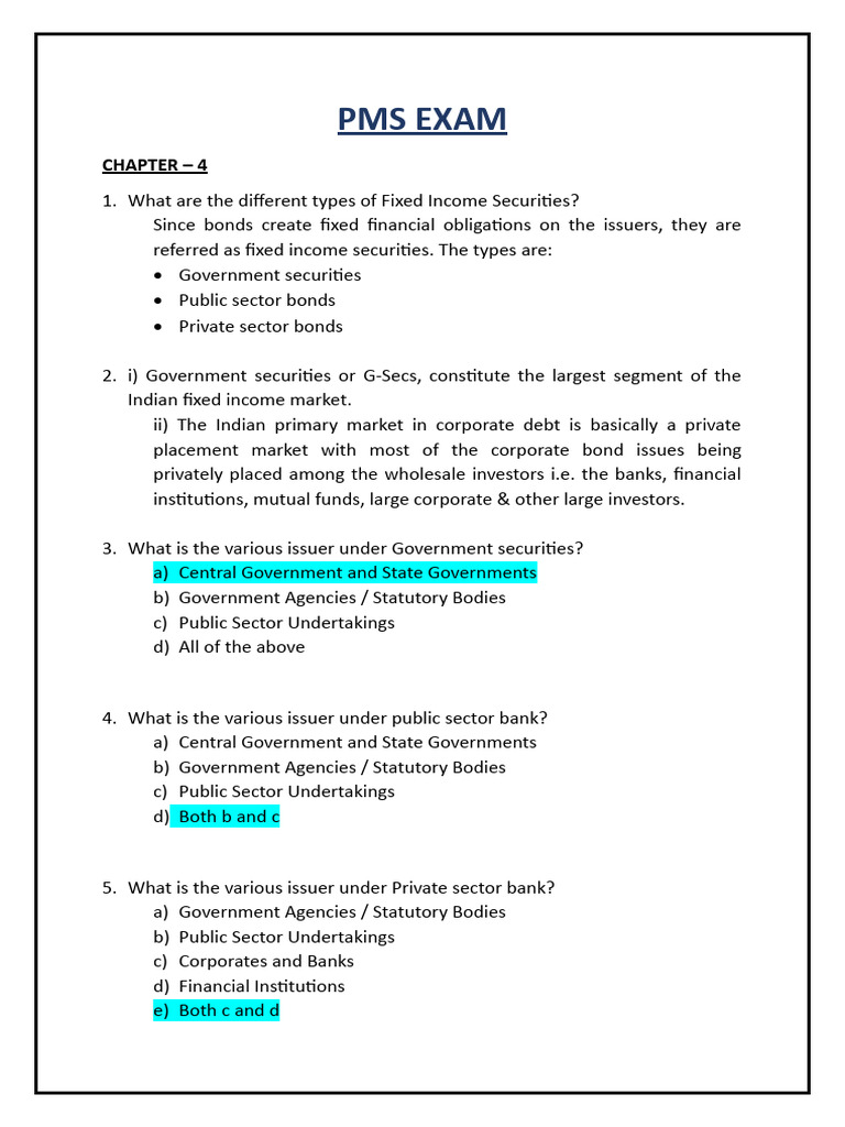 PMS EXAM CHP 4 | PDF | Bonds (Finance) | Credit Rating