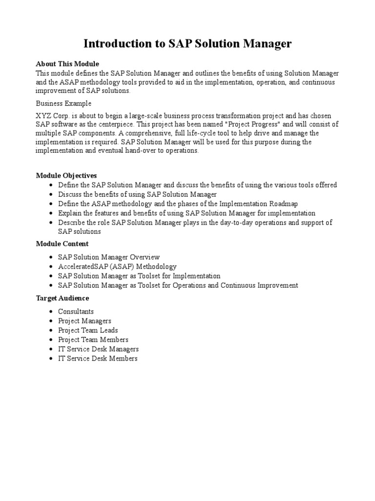 Overview of SAP Solution Manager | PDF | Sap Se | Business Process