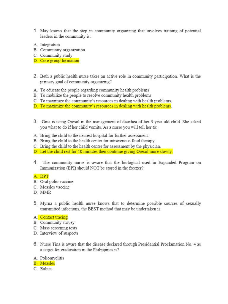 CHN Final Exam | PDF | Nursing | Epidemiology